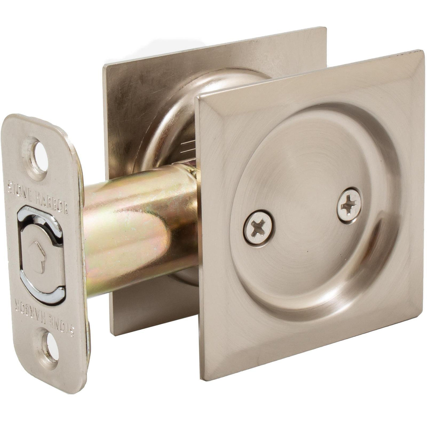 Contemporary Square Pocket Door Lock, Passage Function — Stone Harbor ...