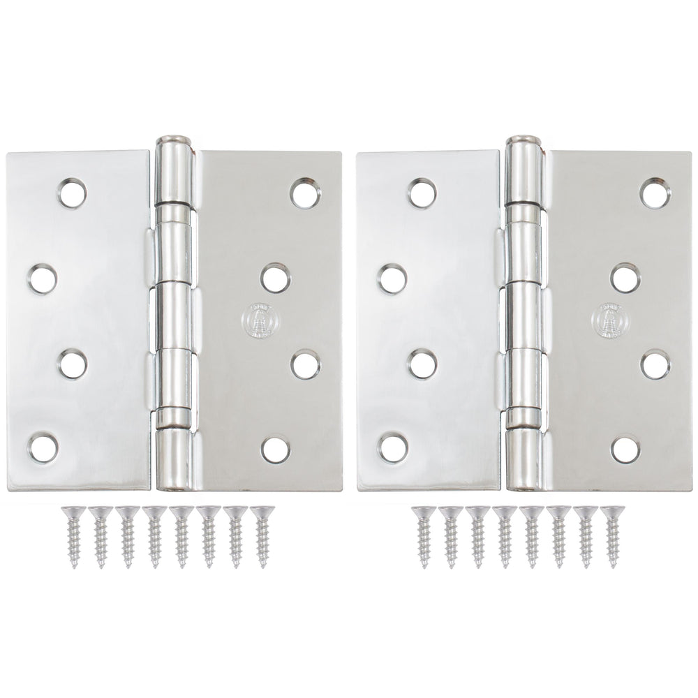 4" Ball-Bearing Door Hinges, Square Corner